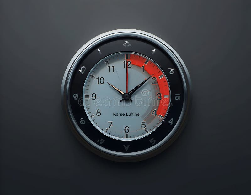 Watching the Clock Modern Round Wall Clock on Gray Stock Image - Image ...