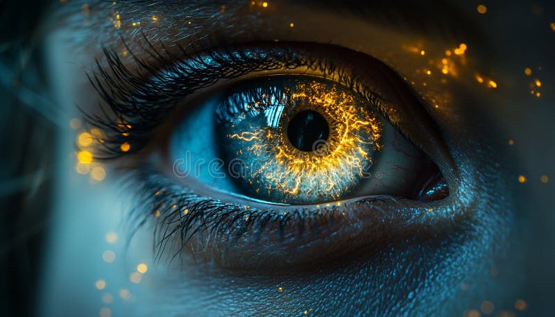 Watching Human Eye Staring at Glowing Beauty Generated by AI Stock ...
