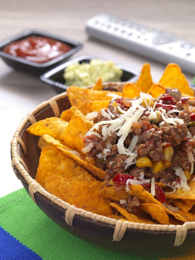 Watching Movies with a Bowl of Nachos Stock Image - Image of minced ...