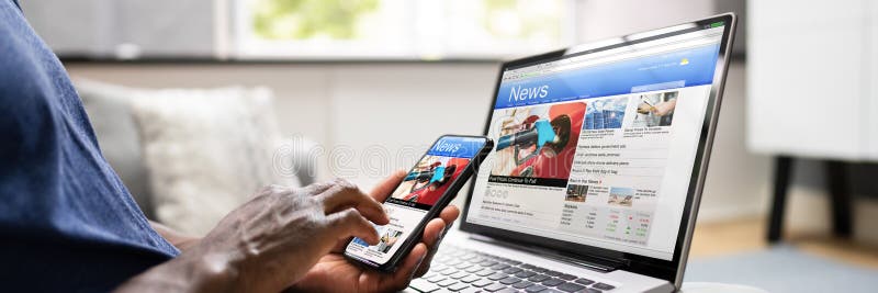 Watching Online News Article on Mobile Phone Stock Photo - Image of ...