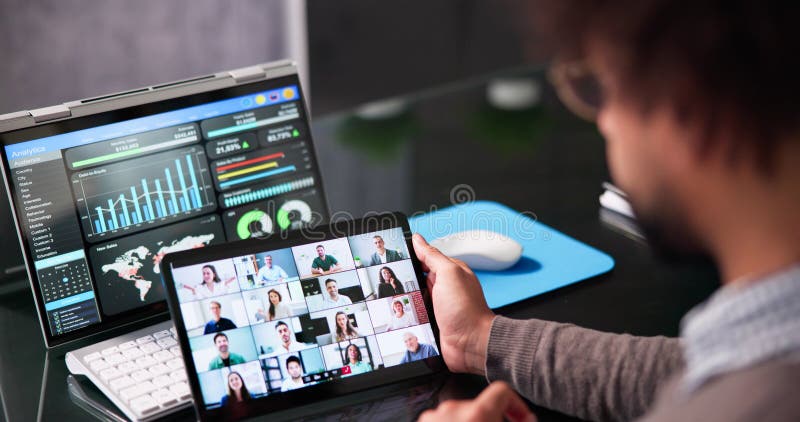 Watching Online Video Conference Meeting Stock Photo - Image of ...