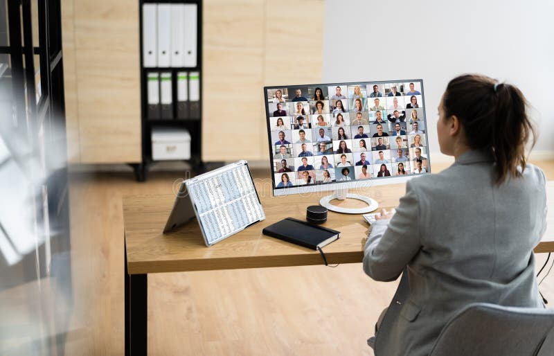 Remote Conference Webinar and KPI Dashboard Chart Stock Photo - Image ...