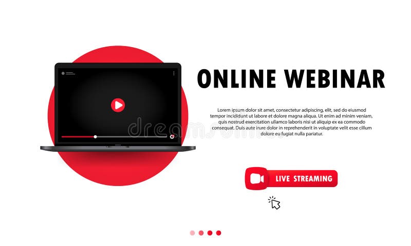 Watching Online Webinar on Laptop Illustration. Online Lesson, Lecture ...