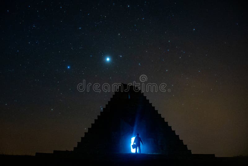 Watching the Pyramid Under the Stars Stock Image - Image of ancient ...