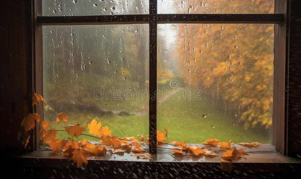 Watching the Rain Fall, Lost in Thought and Reflection Stock ...