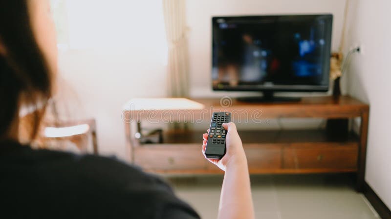 Watching Smart TV and Using Remote Controller Tv Hand Holding ...