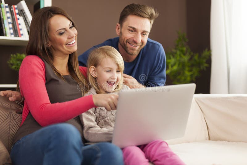 Watching Something on Laptop Stock Photo - Image of enjoyment, daughter ...