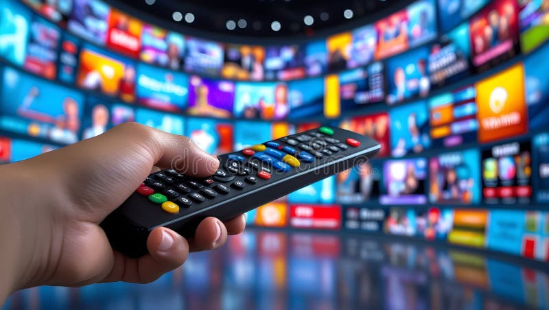 Watching Streaming Content on Smart TV with Remote Control Stock ...