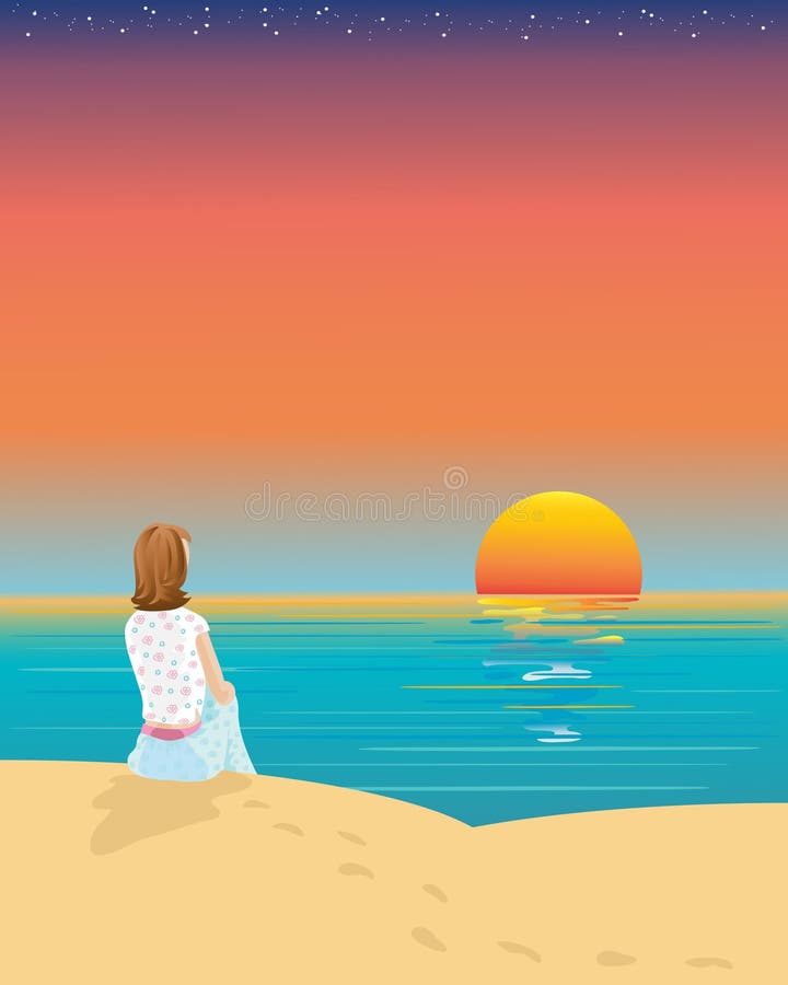 Watching Sunset Stock Illustrations – 1,813 Watching Sunset Stock ...