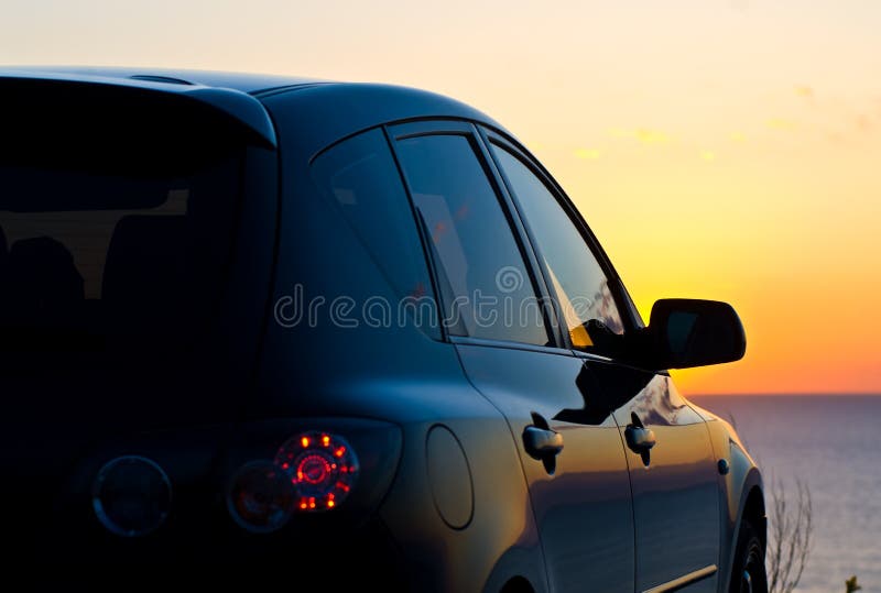 Car and sunset stock photo. Image of outdoor, overlooking - 5192590