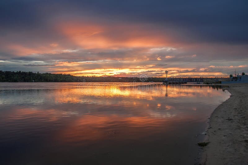 Watching the sunset stock photo. Image of river, bank - 266965328