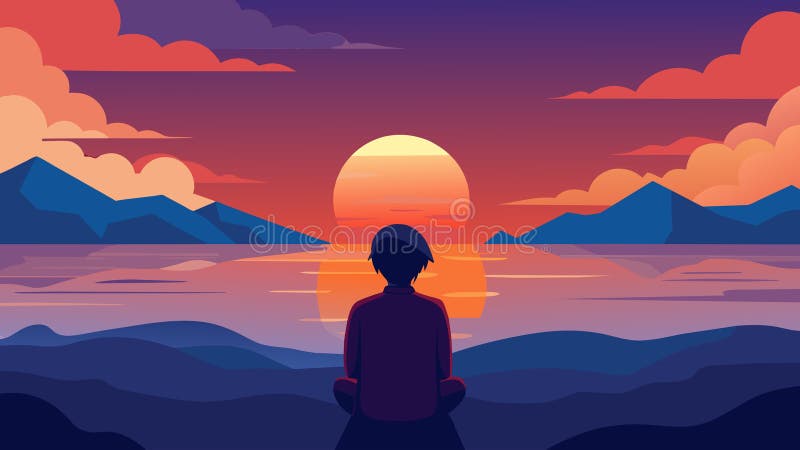 Watching the Sunset. Vector Illustration. Stock Vector - Illustration ...