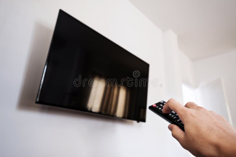 Watching Television, Hand Using Remote TV Stock Image - Image of ...