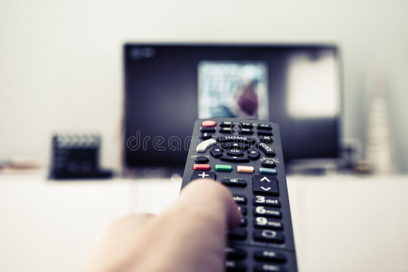 Watching, Television, Remote Control, Hand, Tv Stock Image - Image of ...