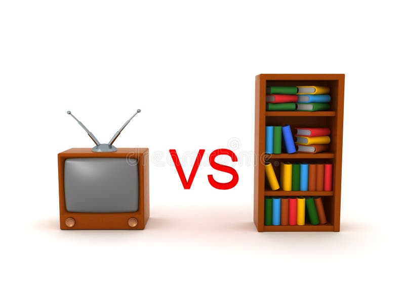 Watching Television Versus Reading Concept Image Stock Illustration ...