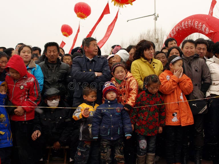 Watching Traditional Dance Yangge in the Snow Editorial Stock Image ...