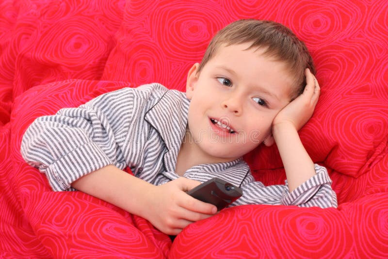 Young Boy Watching Television at Home Stock Photo - Image of camera ...