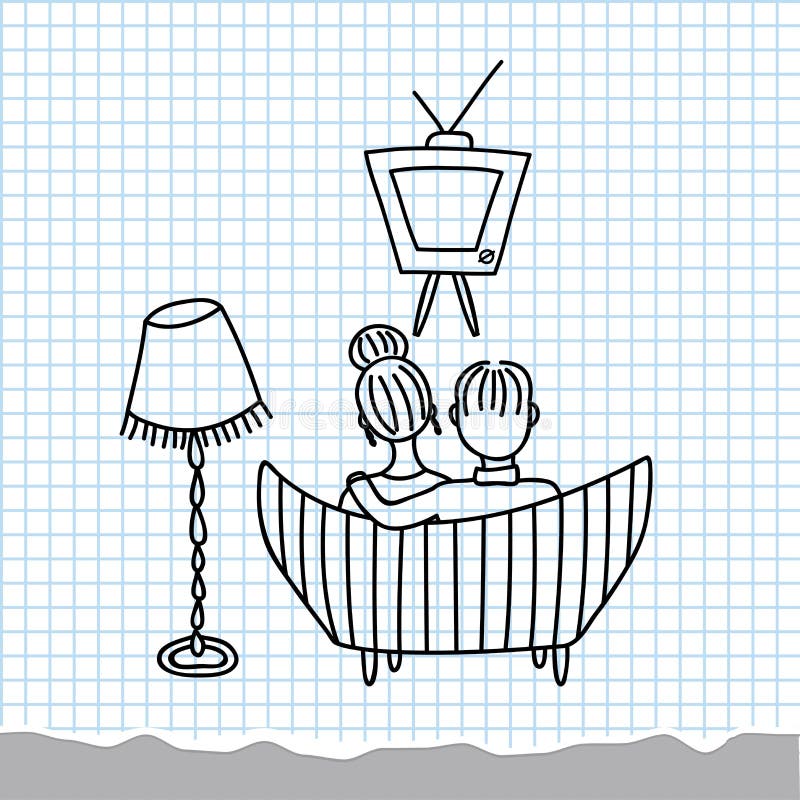 Watching tv stock vector. Illustration of relationship - 37270703