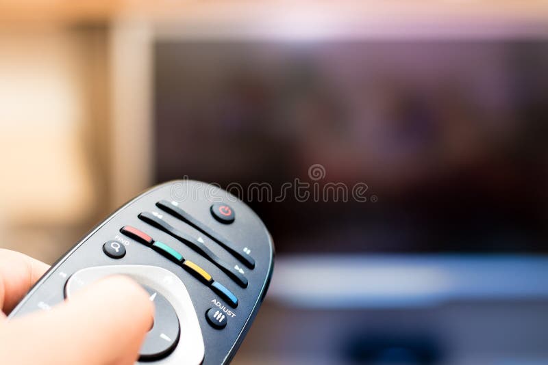 Watching TV and Pressing Remote Controller in First Person Views Stock ...