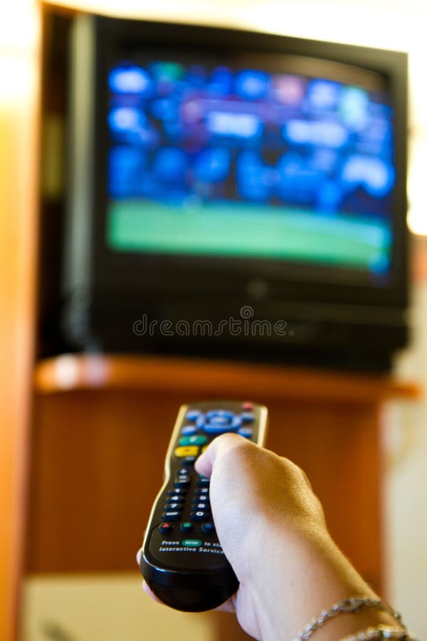 Watching TV and Using Remote Controller Stock Image - Image of relax ...