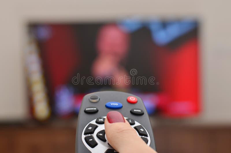 Watching TV and Using Remote Controller Stock Photo - Image of holding ...