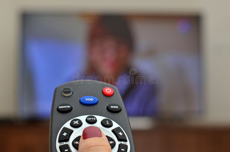 Watching TV and Using Remote Controller Stock Image - Image of flat ...