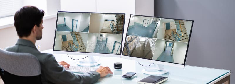 Watching CCTV Surveillance Devices Stock Image - Image of cameras ...