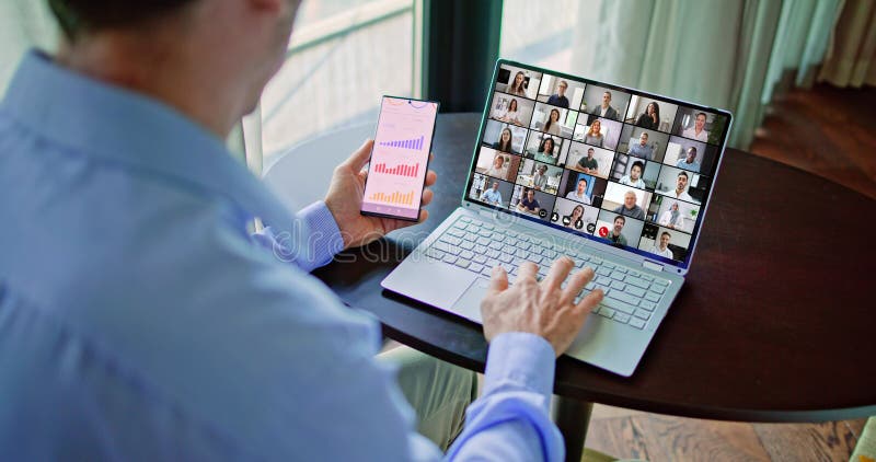 Watching Video Conference Business Webinar Stock Image - Image of ...