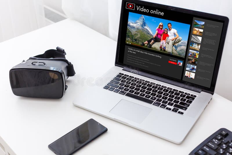 Watching a Video about a Trip Online by Laptop Editorial Stock Image ...