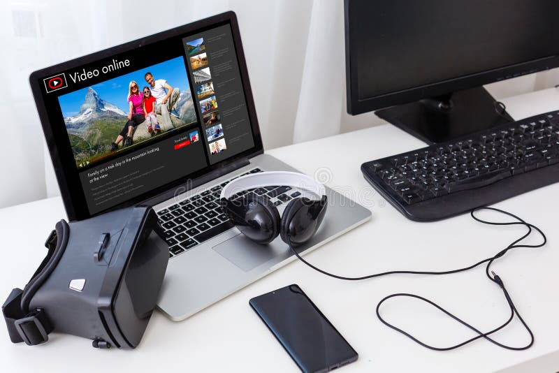 Watching a Video about a Trip Online by Laptop Editorial Photo - Image ...