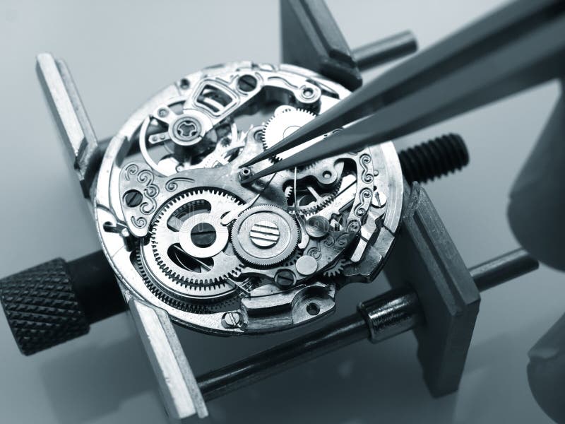 Watchmaker Repairing Classic Stock Photo - Image of mechanism, calendar ...