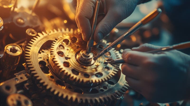 Watchmaker Repairing Gears Old Clockwork Mechanism Tools Stock Photos ...