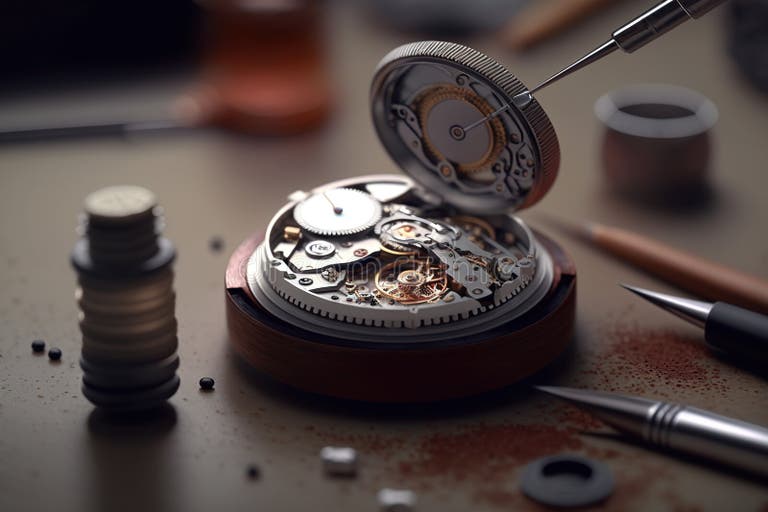 Watchmaker S Workshop. Disassembled Clockwork. Photorealistic Shot ...