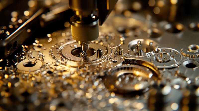 Watchmaker Working on Clock Mechanism Using Specialized Tool Stock ...