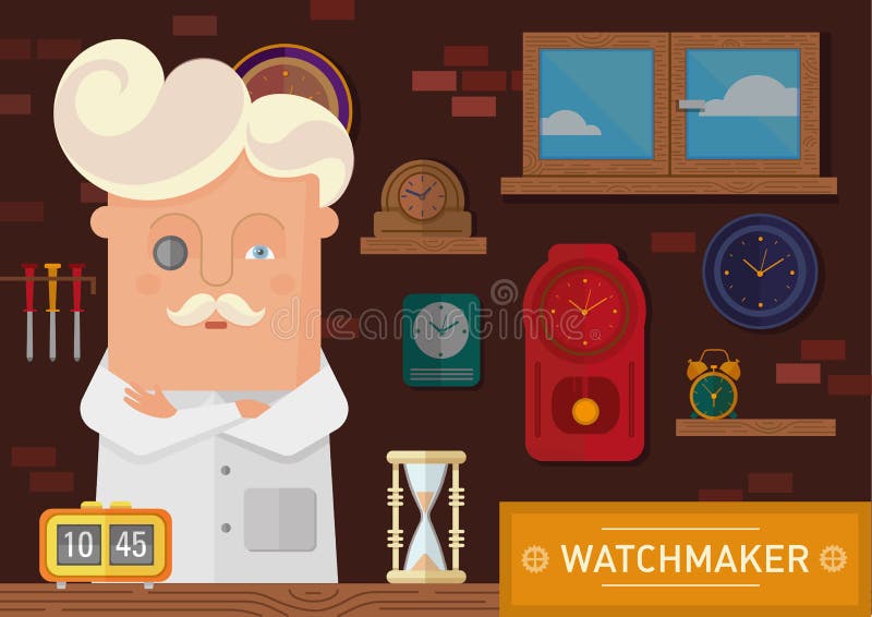 Watchmaker Character Stock Illustrations – 42 Watchmaker Character ...