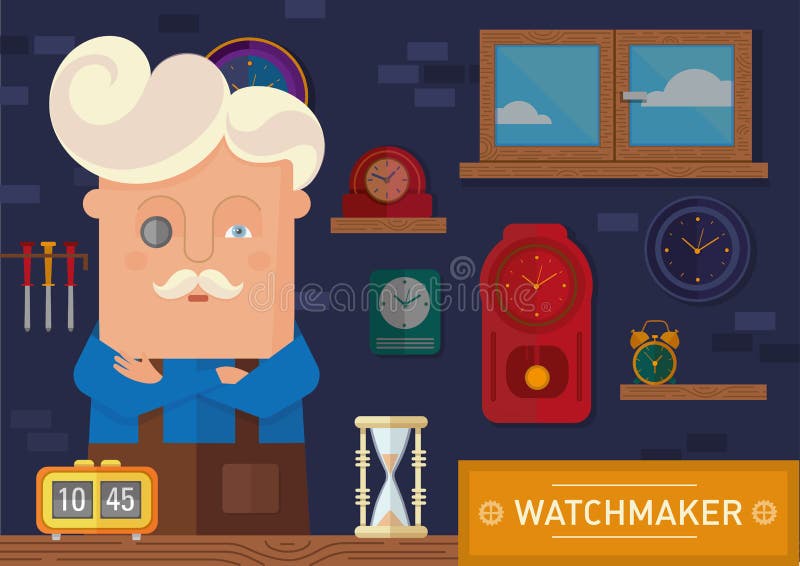 Watchmaker Character Stock Illustrations – 41 Watchmaker Character ...