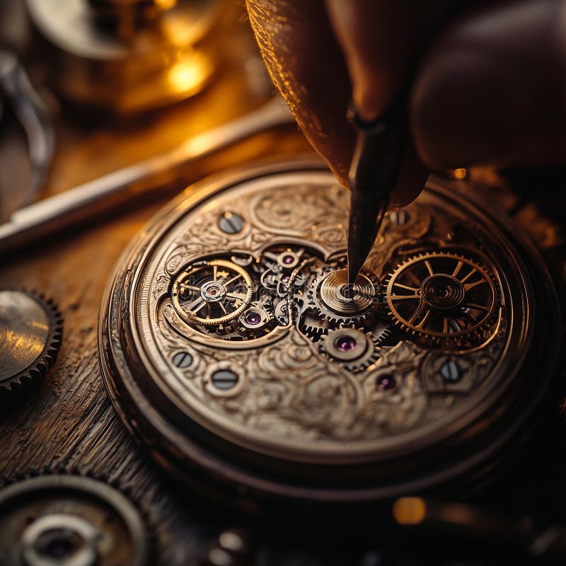 A Watchmakers Workbench Scattered with Tiny Watch Components, Gears ...