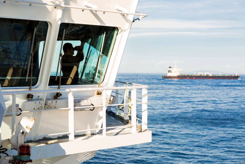 Watchman on the Navigation Bridge Stock Photo - Image of carrier ...