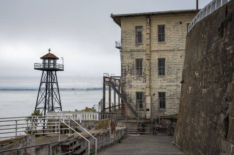 The Watchtower of the Alcatraz Prison Stock Photo - Image of water ...