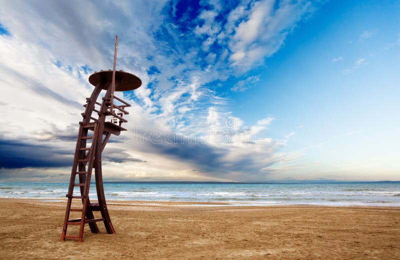 Watchtower on the beach. stock photo. Image of travel - 48135322