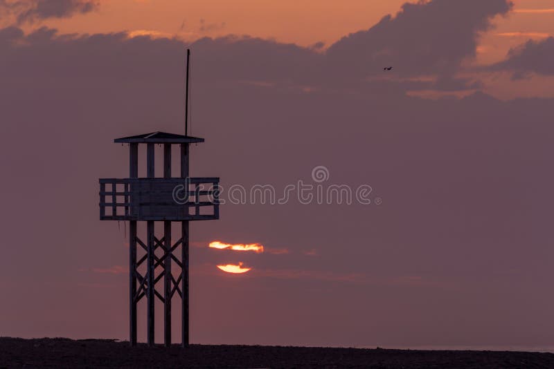 Watchtower on the beach stock image. Image of tropical - 216281971