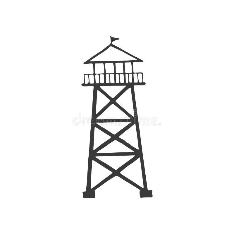 Watchtower Building Drawing, Watchtower Illustration Stock Vector ...