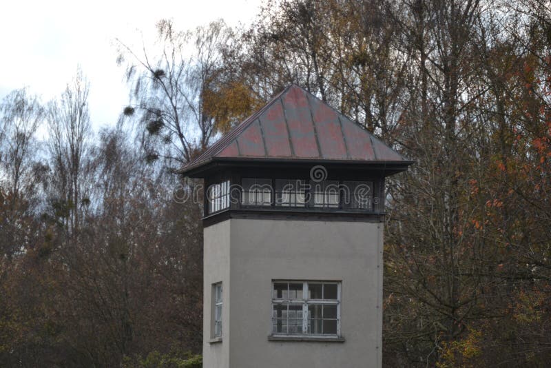 Watchtower in Dachau Concentration Camp Square Tower with Pointed Roof ...