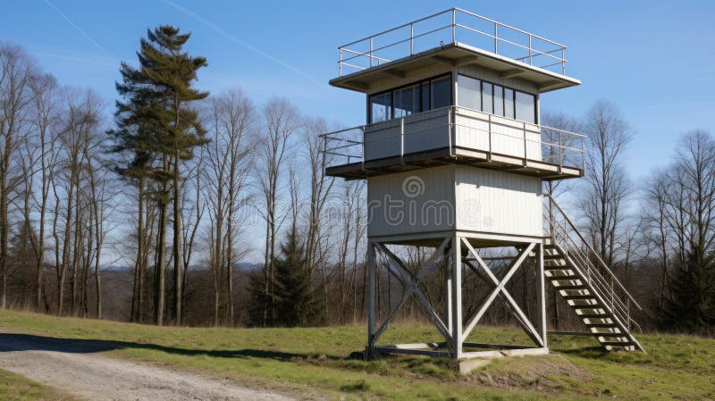 Watchtower in Forest, Border Security, Military Base or Prison Stock ...