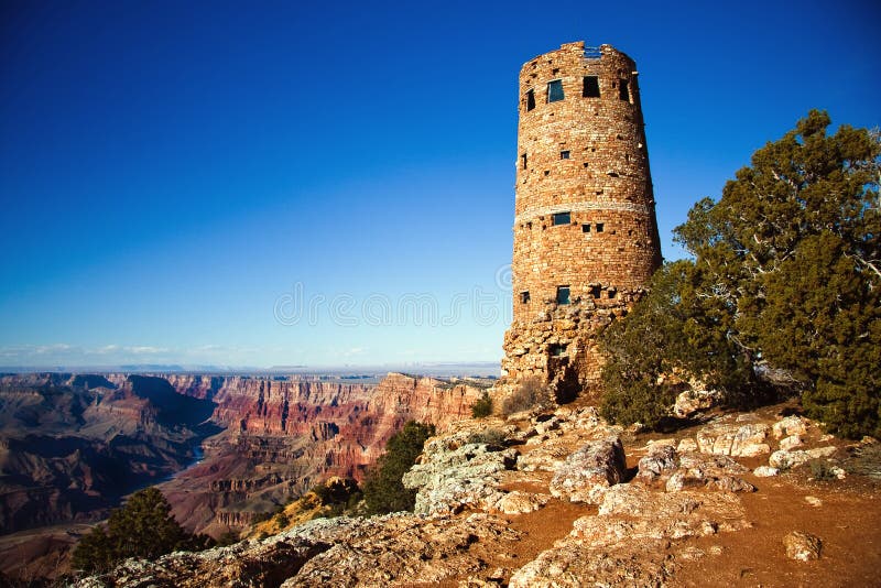 The Watchtower at the Grand Canyon Stock Image - Image of building ...