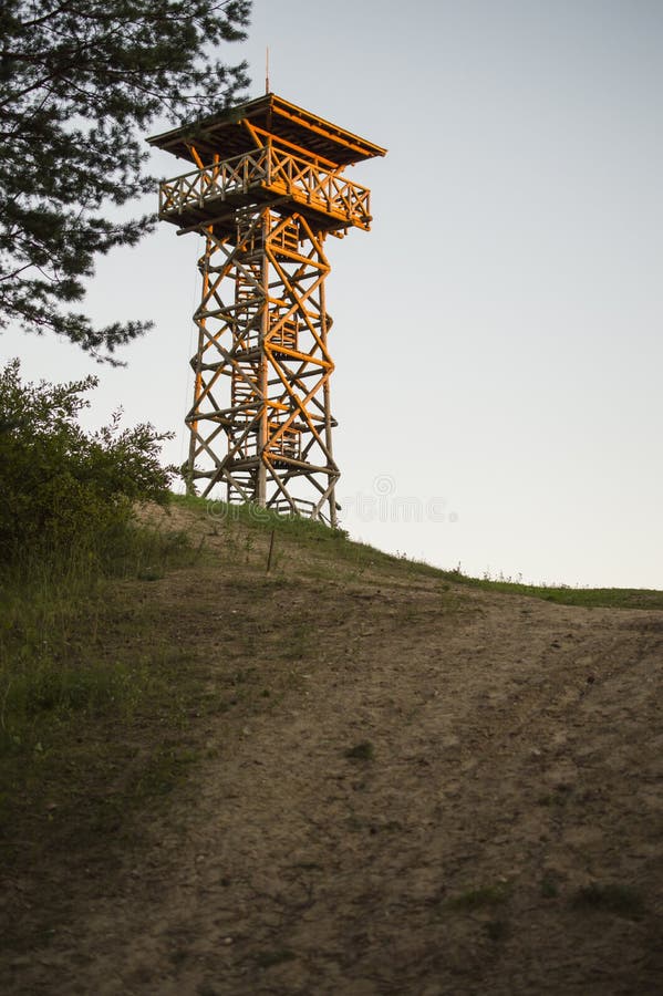 Watchtower on a hill stock photo. Image of glow, tower - 76255746