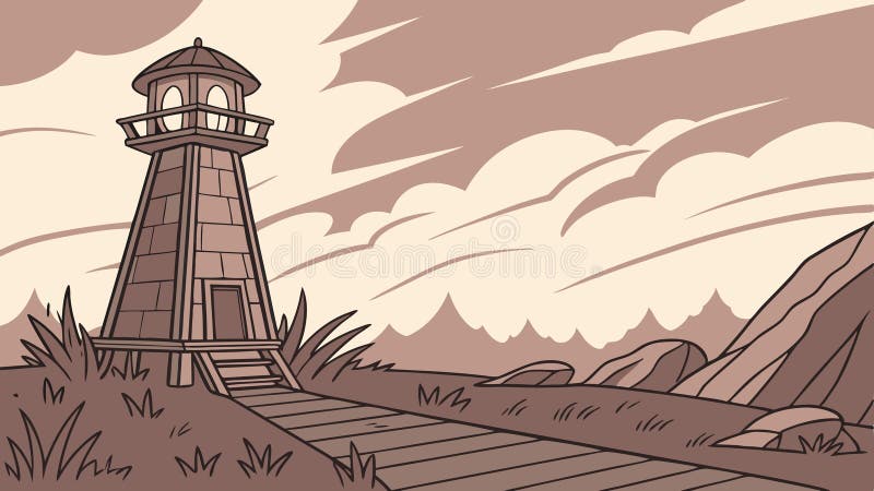 Watchtower Lighthouse Historic Coastal Defense, Vector Design ...