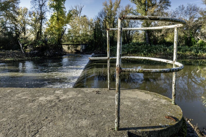 A Watchtower with a Metal Railing in Ruins Stock Photo - Image of ...