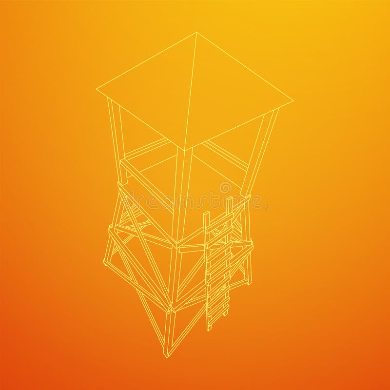 Watchtower or Observation Tower for Hunters. Wireframe Low Poly Mesh ...
