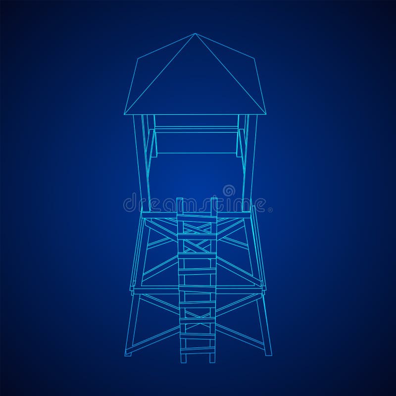 Watchtower or Observation Tower for Hunters. Wireframe Low Poly Mesh ...